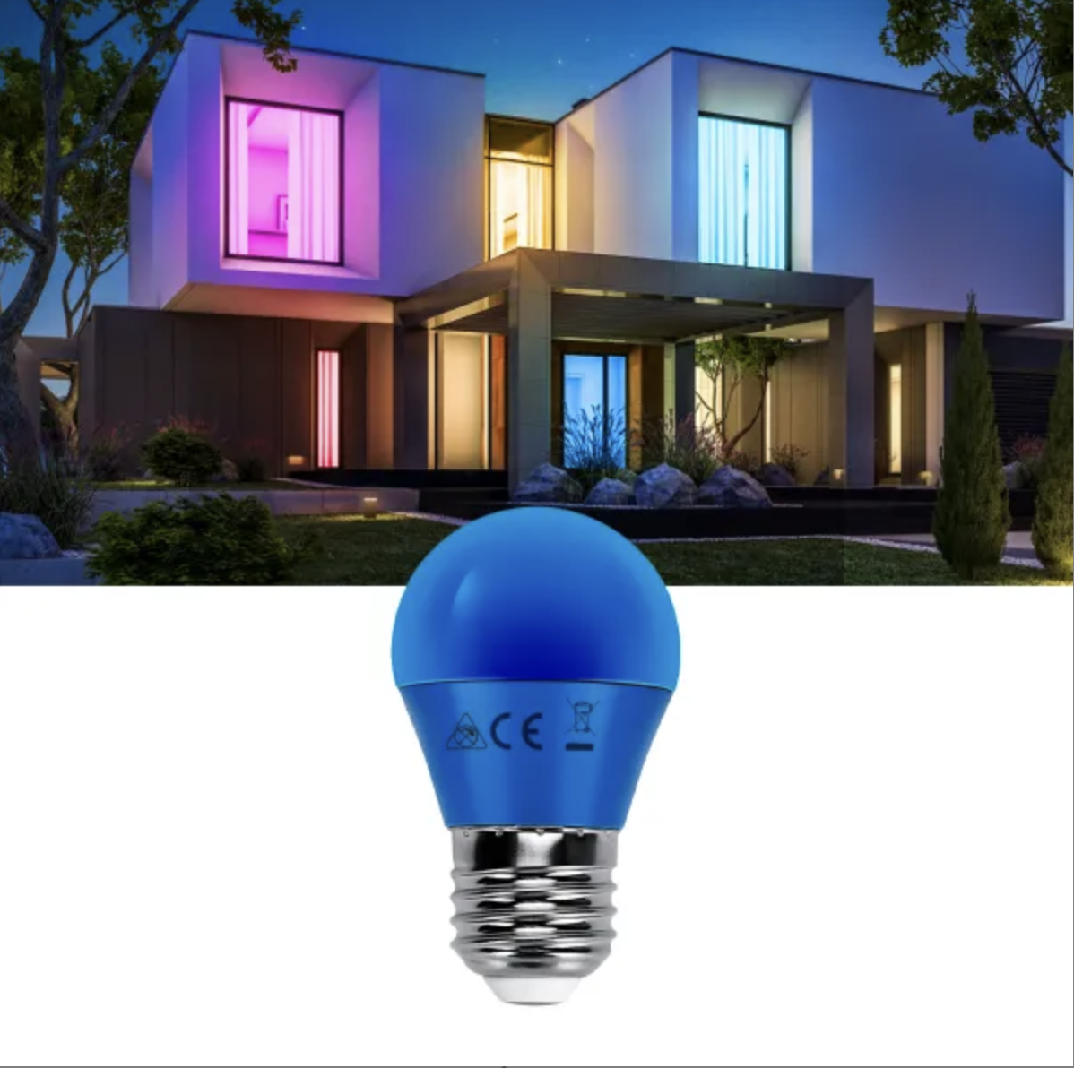 LED Glühbirne, Leuchtmittel E27 farbig froh 4W Lichtfarbe BLAU Winkel ...